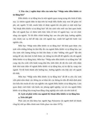 Nhập môn điều khiển và tự động hóa