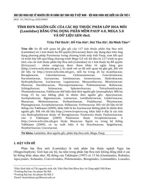 Tính đơn nguồn gốc của các họ thuộc phân lớp Hoa môi (Lamiidae) bằng ...