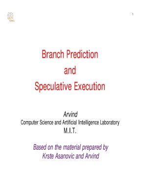 Branch Prediction and Speculative Execution