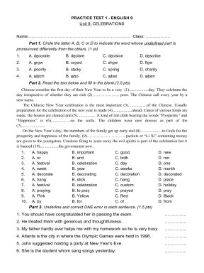 Practice Test Unit 8 9 English 9