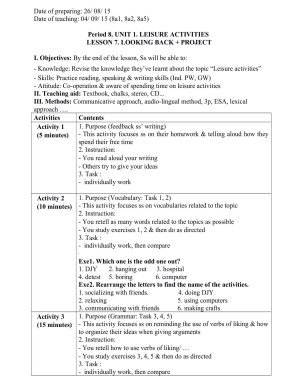 Unit 01 Leisure Activities Lesson 7 Looking back project