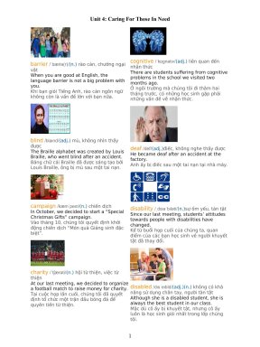 Vocabulary Unit 4 Caring For Those In Need