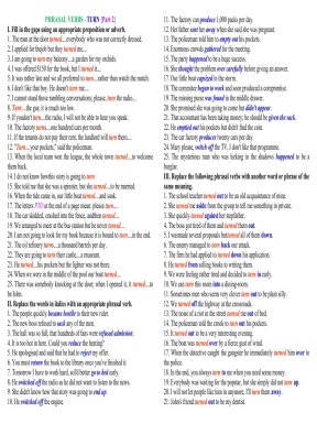 PHRASAL VERBS TURN Part 2 Exercises Keys