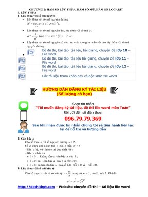 CHUYEN DE MU LOGARIT GOM CO LY THUYET CAC CAU HOI TRAC NGHIEM THEO CAC MUC DO VA HUONG DAN GIAI