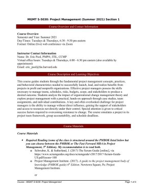 Project management syllabus