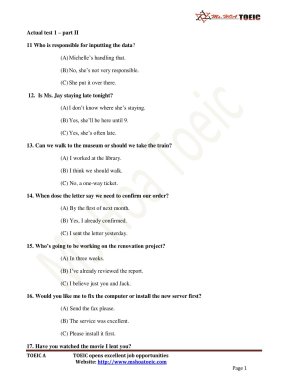 Actual test - Part II