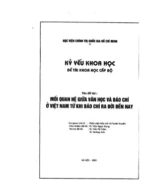 Mối quan hệ giữa văn học và báo chí ở việt nam từ khi báo chí ra đời ...