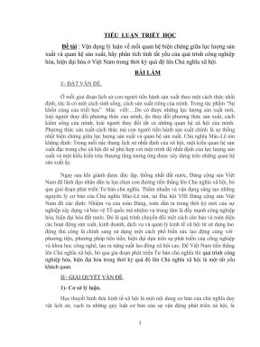 tieu luan triet hoc van dung ly luan ve moi quan he bien chung giua luc luong san xuat va quan he