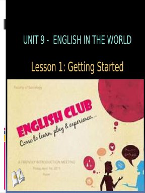 Unit 9 English in the world Lesson 1 Getting started
