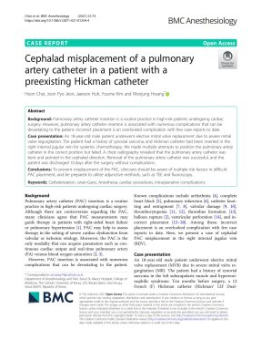 Cephalad misplacement of a pulmonary artery catheter in a patient with ...
