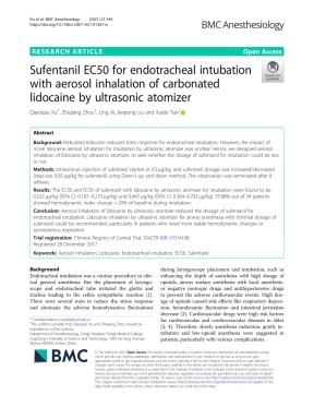 Sufentanil EC50 for endotracheal intubation with aerosol inhalation of ...