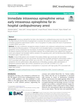 Immediate intravenous epinephrine versus early intravenous epinephrine ...