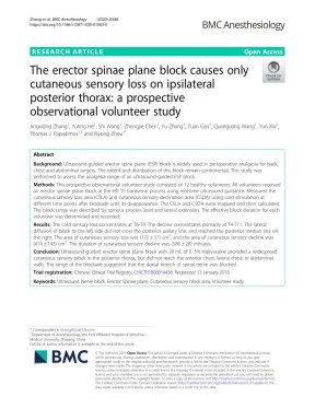 The erector spinae plane block causes only cutaneous sensory loss on ...