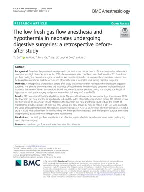 The low fresh gas flow anesthesia and hypothermia in neonates ...