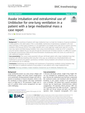 Awake intubation and extraluminal use of Uniblocker for one-lung ...