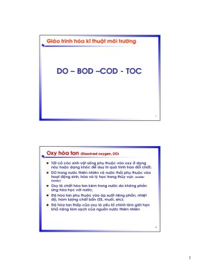 ĐỀ CƯƠNG HÓA KĨ THUẬT MÔI TRƯỜNG 1 DO – BOD –COD - TOC