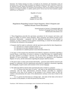 Regulations Regarding Latvian Citizen Passports, Alien’s Passports ...