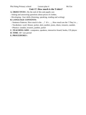 Lesson plan grade 4 unit 17