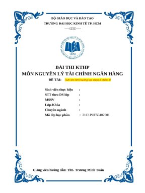 BÀI THI KTHP MÔN NGUYÊN LÝ TÀI CHÍNH NGÂN HÀNG