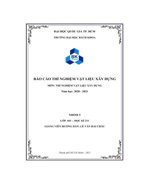 Báo cáo thí nghiệm vật liệu xây dựng đh BK HCM