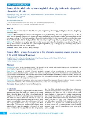 Breus’ Mole - khối máu tụ lớn trong bánh nhau gây thiếu máu nặng ở thai ...