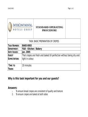 SOP Intercontinental Group Bakery Basic preparation of crepes41659