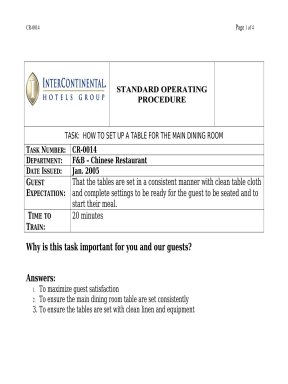 SOP Intercontinental Group Chinese Restaurant How to set up a table for ...