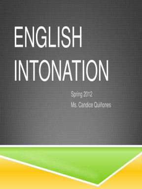 English Intonation In American English