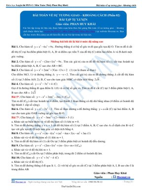 Bài tập tự luyện: Bài toán về sự tương giao – khoảng cách (phần 02)24602