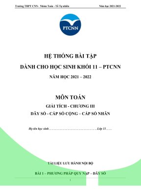 HỆ THỐNG bài tập DÀNH CHO học SINH KHỐI 11 – PTCNN năm học 2021 – 2022 ...