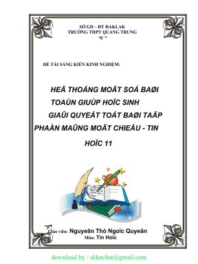 (SKKN CHẤT 2020) hệ thống một số bài toán giúp học sinh giải quyết tốt bài tập phần mảng một chiều