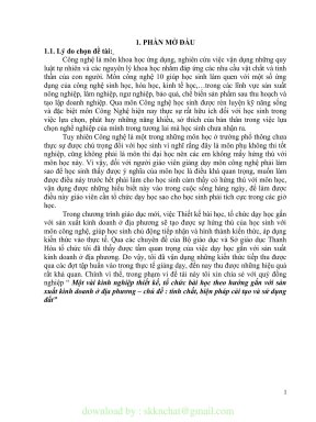 (SKKN mới NHẤT) SKKN một vài kinh nghiệp thiết kế, tổ chức bài học theo hướng gắn với sản xuất ...