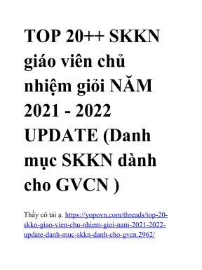 TOP 20 SKKN giáo viên chủ nhiệm giỏi năm 2021 2022 UPDATE (danh mục SKKN dành cho GVCN )