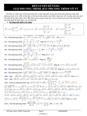 Chuyên đề Rèn luyện kĩ năng giải phương trình, bất phương trình vô tỷ50414