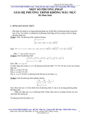 Chuyên đề bồi dưỡng học sinh giỏi Một số phương pháp giải hệ phương trình không mẫu mực49133