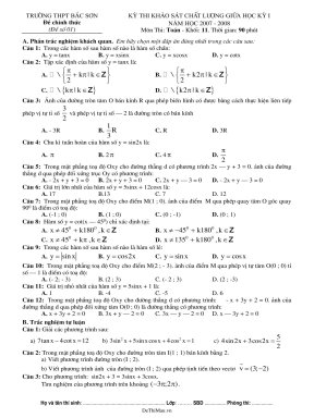 Đề thi khảo sát chất lượng giữa học kỳ i môn thi: toán khối 11 đề 1