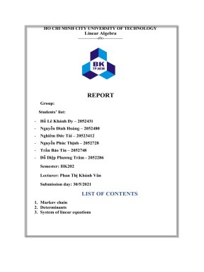 LIST OF CONTENTS 1 markov chain 2 determinants 3 system of linear equations