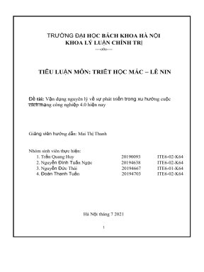 Vận dụng nguyên lý về s phát tri ng cu ự ển trong xu hướ ộc cách mạ ệ ng công nghi p 4 0 hi n na ...
