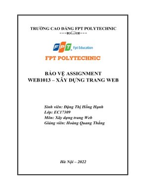 BẢO vệ ASSIGNMENT WEB1013 – xây DỰNG TRANG WEB
