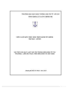 tiể ậ ế u lu n k t thúc h c ph ọ ần kinh t chính ế trị mác lênin vai trò của quy luật giá trị ...