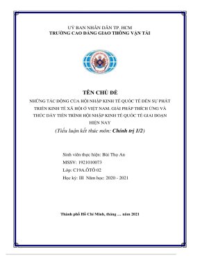 những tác động c a h ủ ội nh p kinh t ậ ế quốc t n s phát ế đế ự triển kinh t xã h ế ội ở việt ...