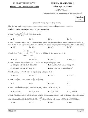 de hoc ky 2 toan 11 nam 2021 2022 truong luong ngoc quyen thai nguyen
