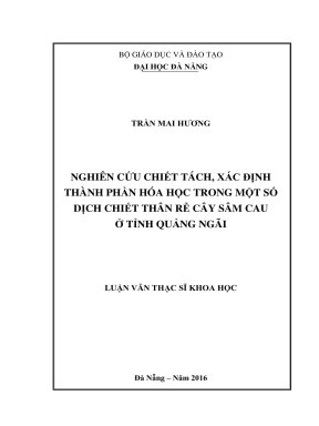 NGHIÊN CỨU CHIẾT TÁCH, XÁC ĐỊNH THÀNH PHÂN HÓA HỌC TRONG MỘT SÓ DỊCH ...