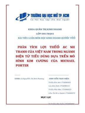 PHÂN TÍCH l i THẾỐ c NH TRANH ợ ạ c a VI t NAM TRONG NGÀNH đi n ủ ệ ệ t TIẾU DÙNG d a TRẾN mô ...