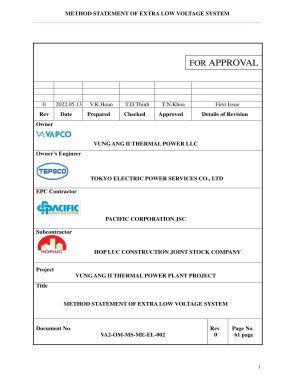 VA2 OM MS ME EL 002 method statement of extra low voltage system rev 0