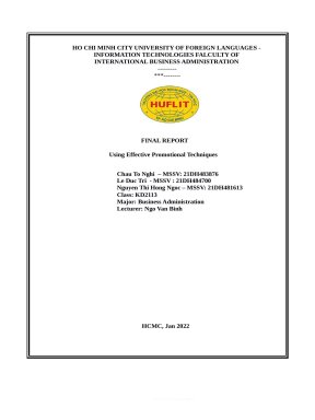 FINAL REPORT using effective promotional techniques