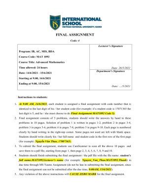 Final assignment MAT1092 code 4 2