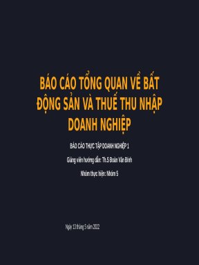 TỔNG QUAN VỀ BẤT ĐỘNG SẢN VÀ THUẾ THU NHẬP DOANH NGHIỆP