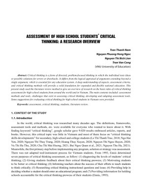 Assessment Of High School Students’ Critical Thinking: A Research Overview