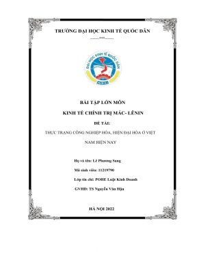 BÀI tập lớn môn KINH tế CHÍNH TRỊ mác LÊNIN đề tài THỰC TRẠNG CÔNG ...